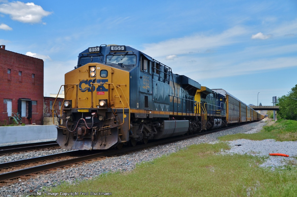 CSX 855 leaves Voris St. first.